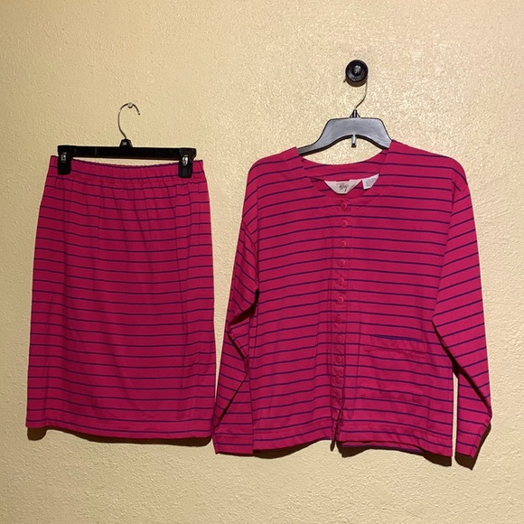 Raferty | Skirts | Raferty Top With Skirt Pink With Blue Stripes ...